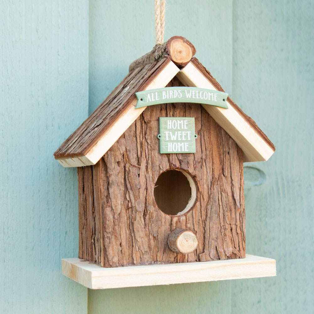 Bird House With Wood Bark - NEW! - e-Pots